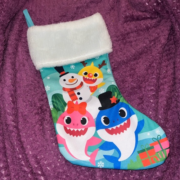 Nickelodeon | Other | Baby Shark Stocking Blue With White Faux Fur Top ...